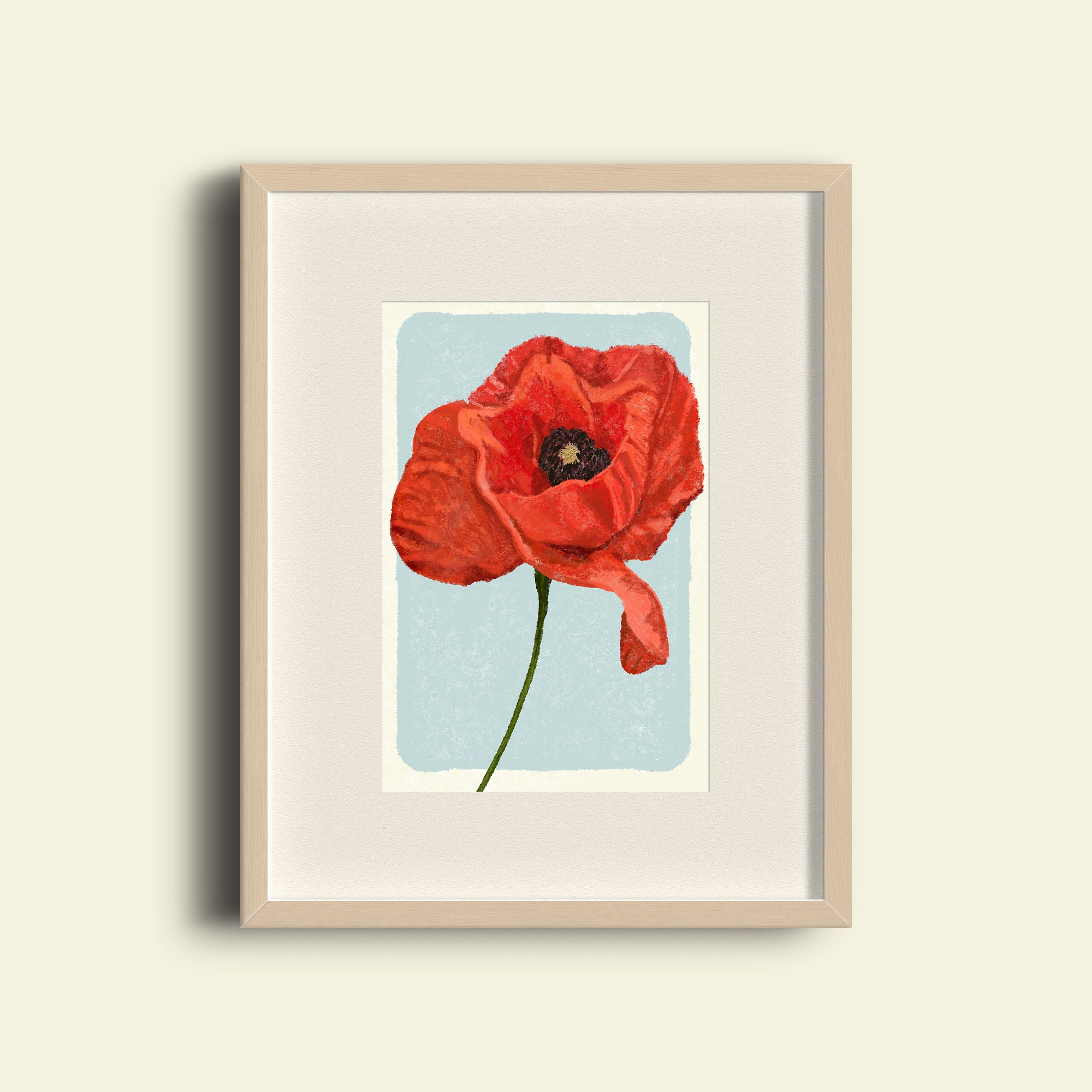 Poppy Flower Illustrated Mini Art Print - Etsy