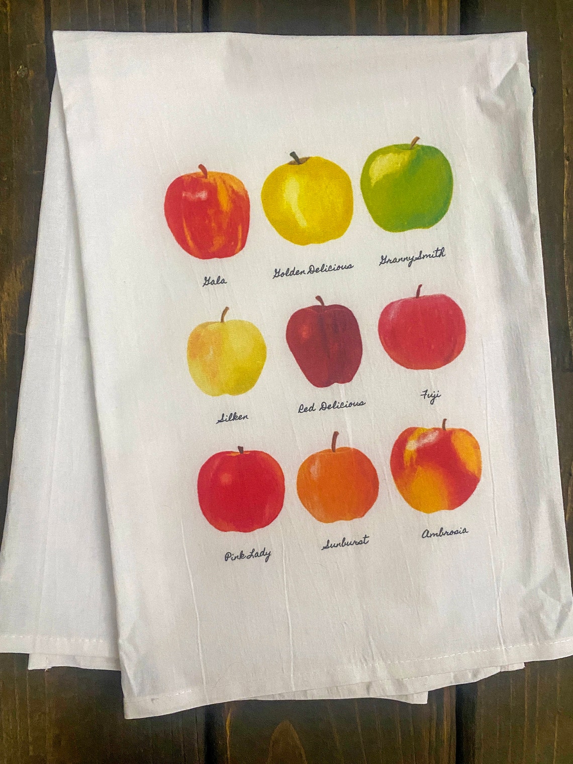 Apple Variety Tea Towel Apple Variety Kitchen Towel Housewarming Gift ...