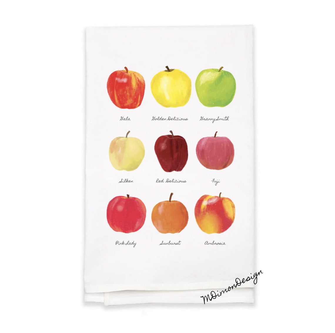 Apple Variety Tea Towel Apple Variety Kitchen Towel Housewarming Gift ...