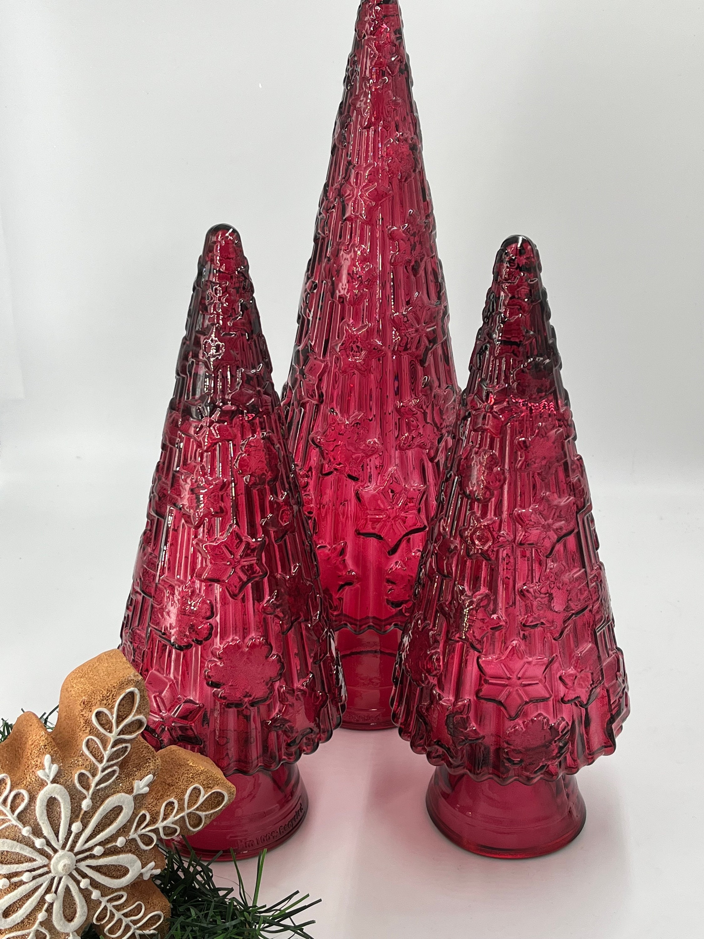 Cranberry Red Glass Christmas Tree | Recycled Glass Holiday Decor ...