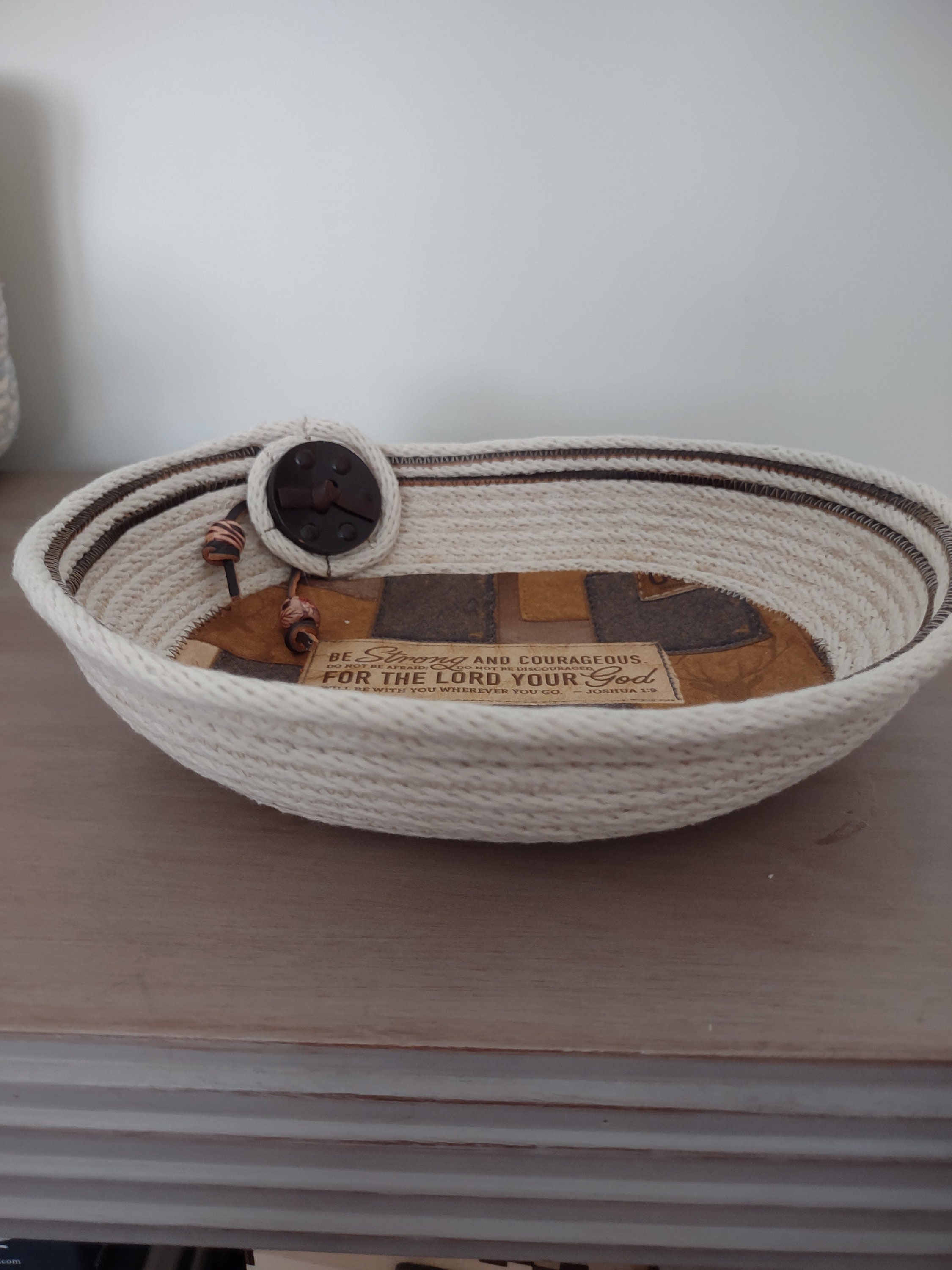 Fabric Wrapped Rope Bowl - Etsy
