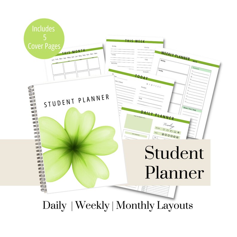 Undated Student Planner Printable | Academic Organizer (PDF Download ...