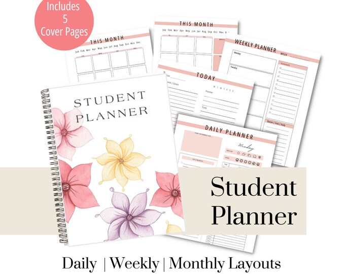 Student Planner Printable | Undated PDF Planner | Academic Organizer ...