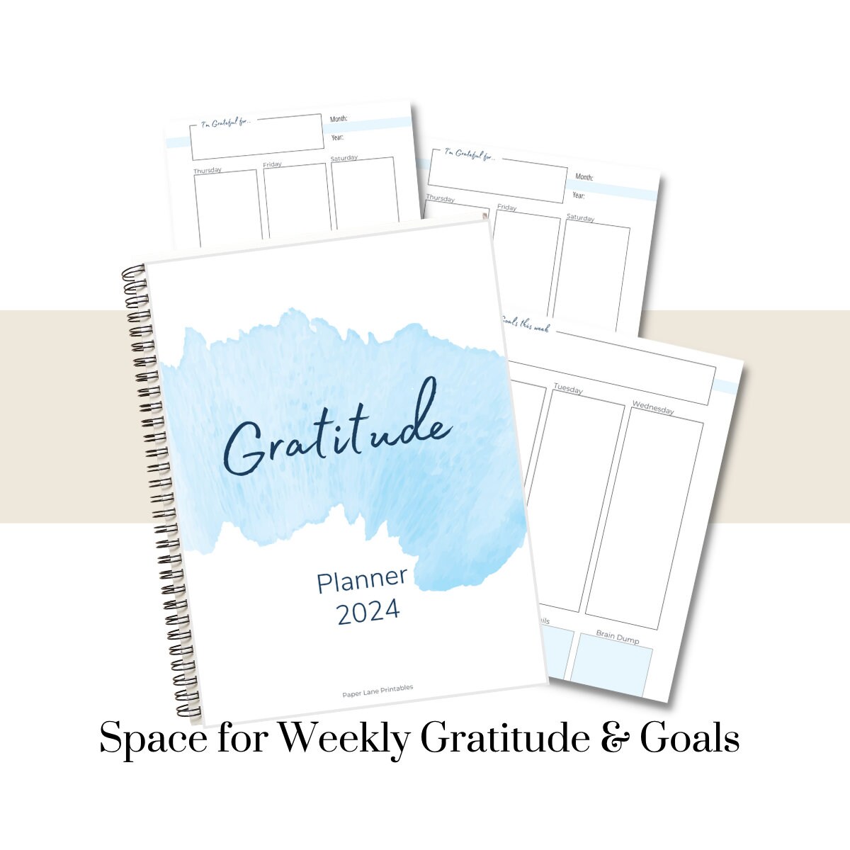 Gratitude & Goals PDF Printable Planner Agenda | Stay Organized and ...