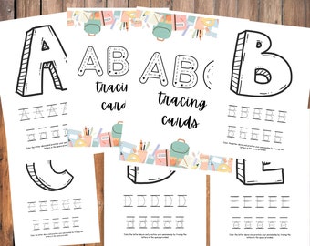 Alphabet Tracing Wipeable Flash Cards Practice Writing Children Kids ...