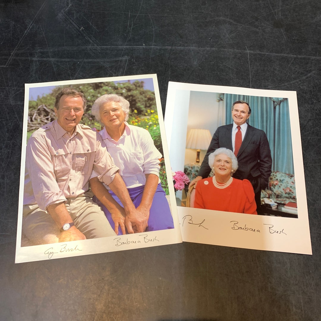Two Autograph Facsimiles 8x11 of President George Bush & Barbara Bush ...