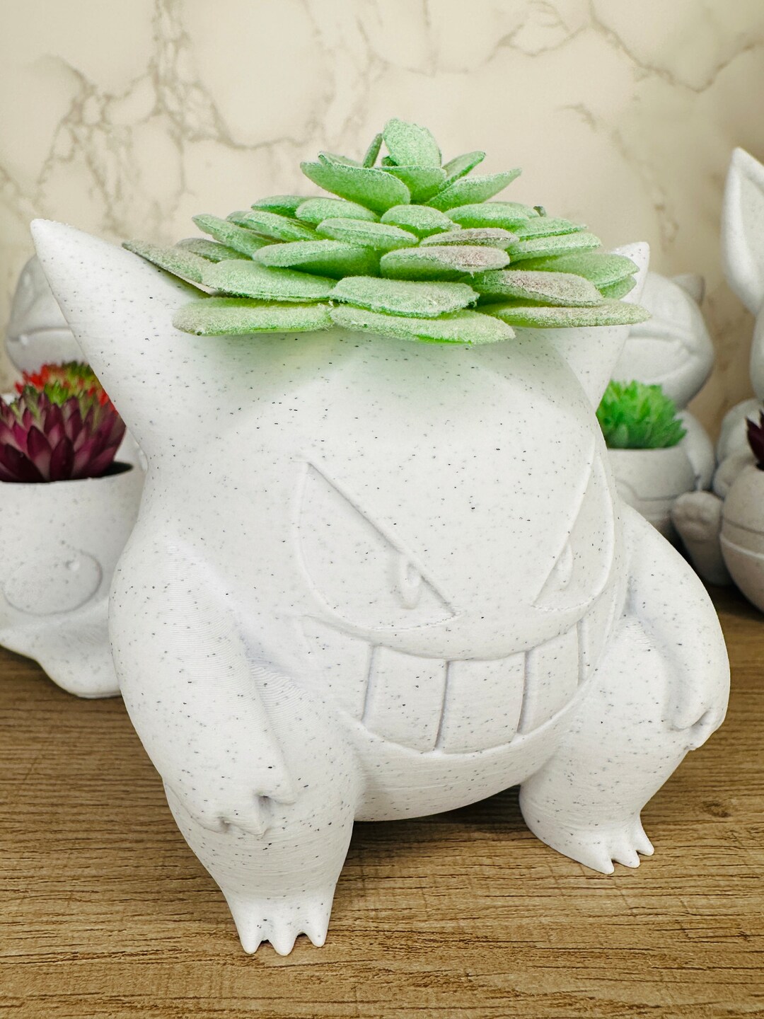 Pokémon Gengar White Marble Planter Plant Included - Etsy
