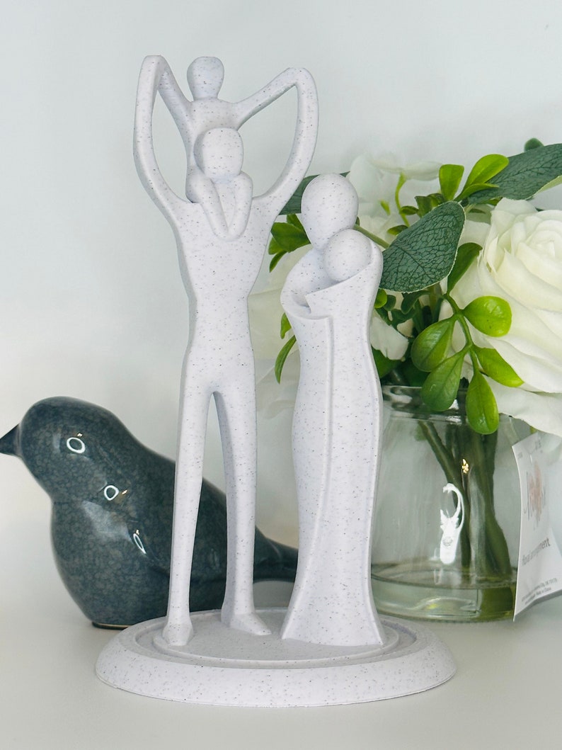 Family of 4 Statue | Family Decor | White Marble - Etsy