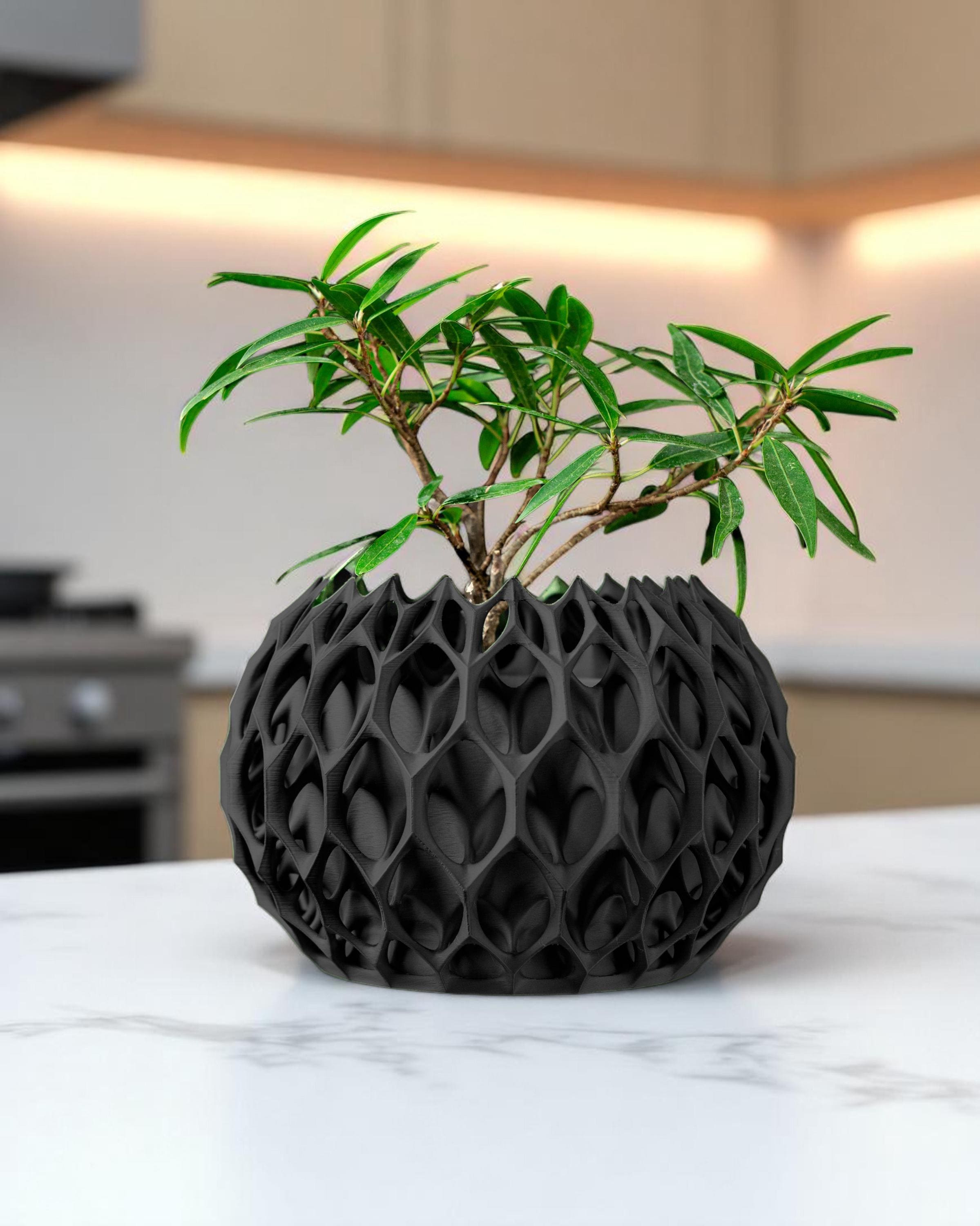 Obsidian Hive Planter, Modern Geometric Pot, Drainage Hole – Sci-fi ...