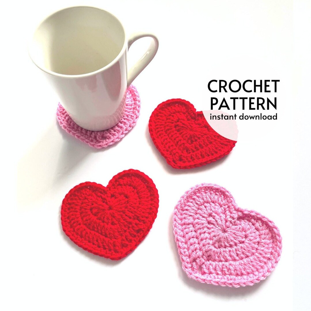 CROCHET PATTERN Easy Heart Coaster Crochet Pattern - Etsy