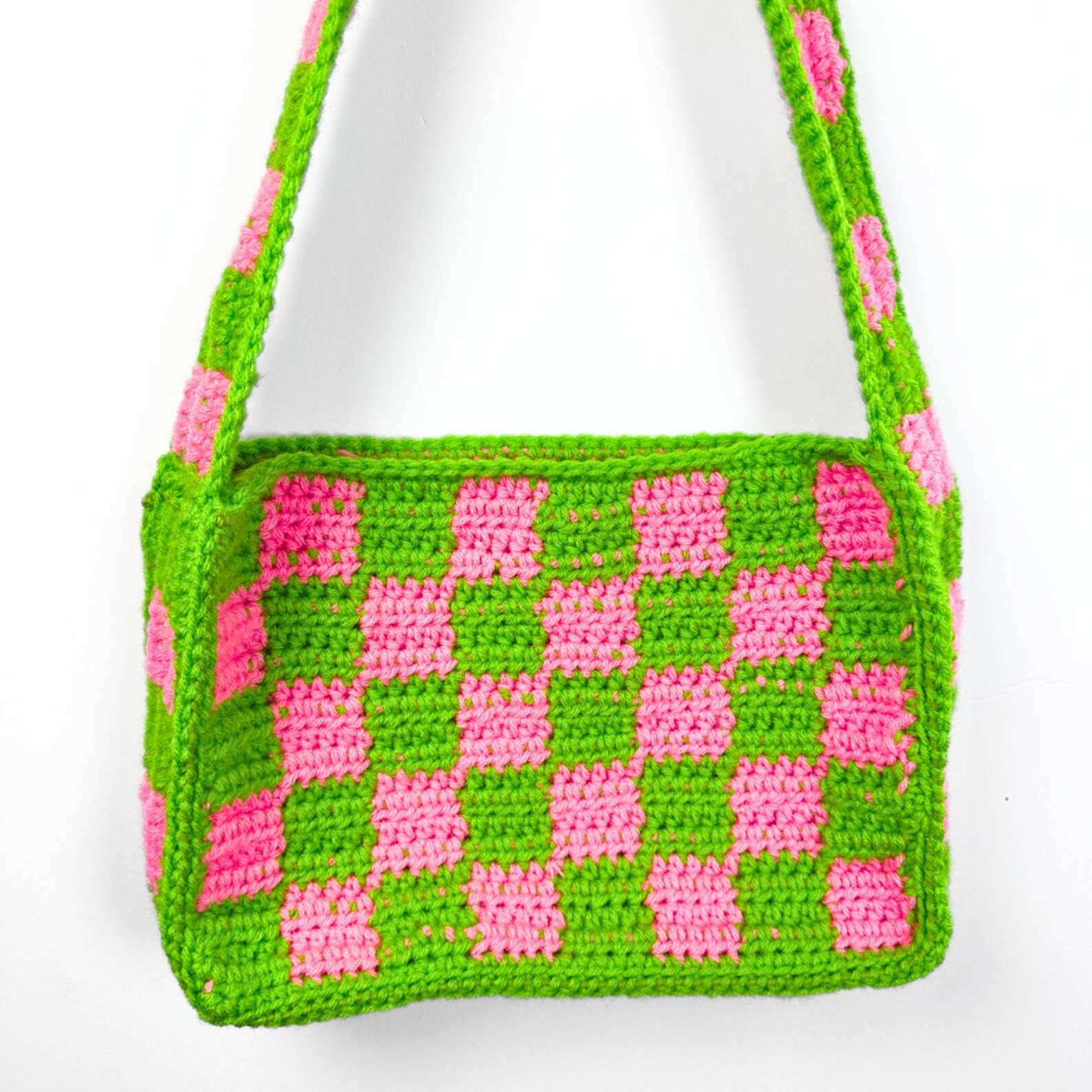 CROCHET PATTERN - Easy Checkerboard Shoulder Bag Crochet Pattern Y2K ...