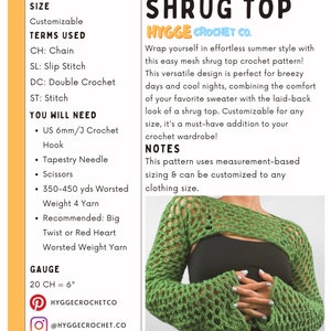 CROCHET PATTERN Easy Mesh Shrug Top Pattern Crochet Sweater Long Sleeve ...