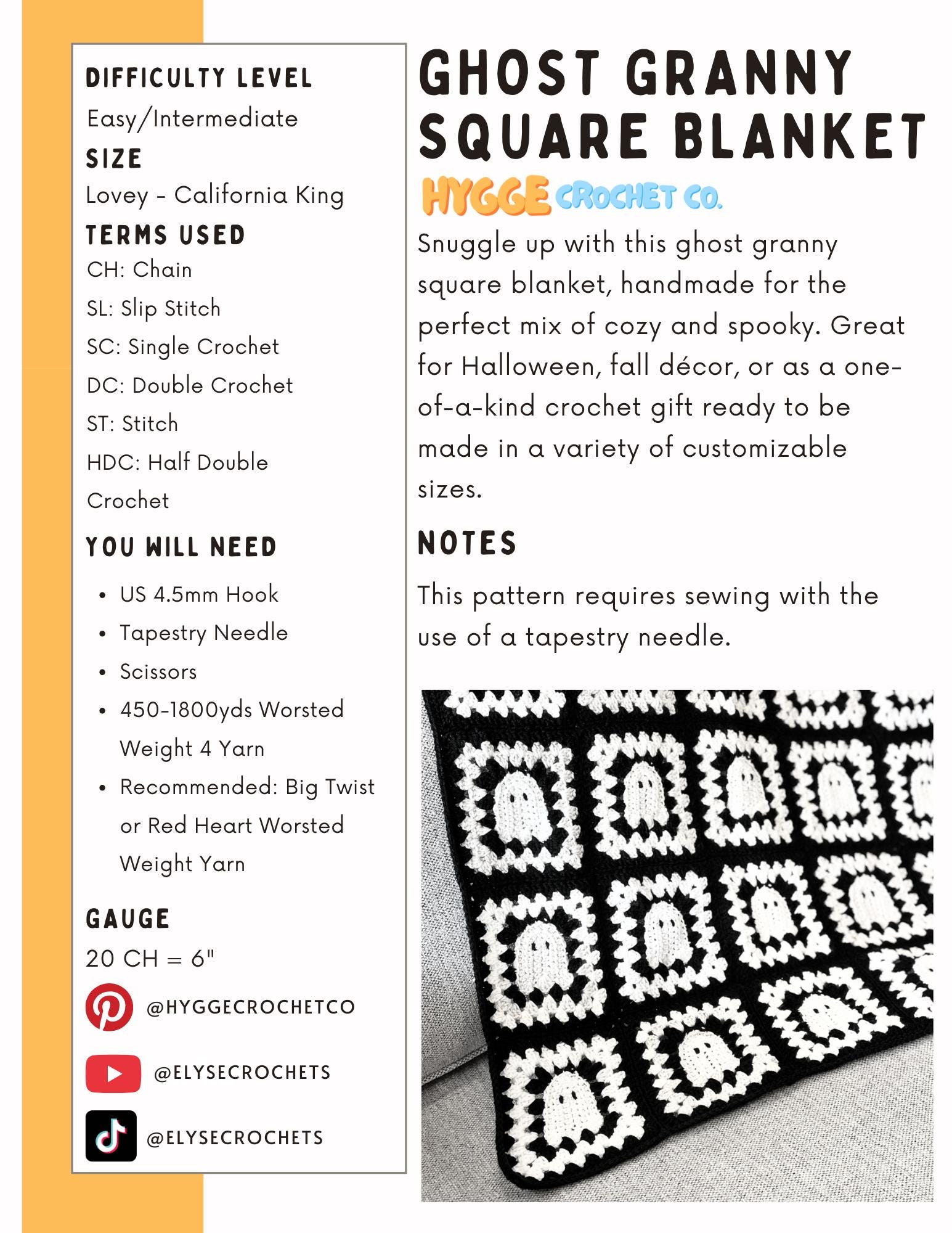 CROCHET PATTERN + Video - Ghost Granny Square Blanket Pattern Easy ...