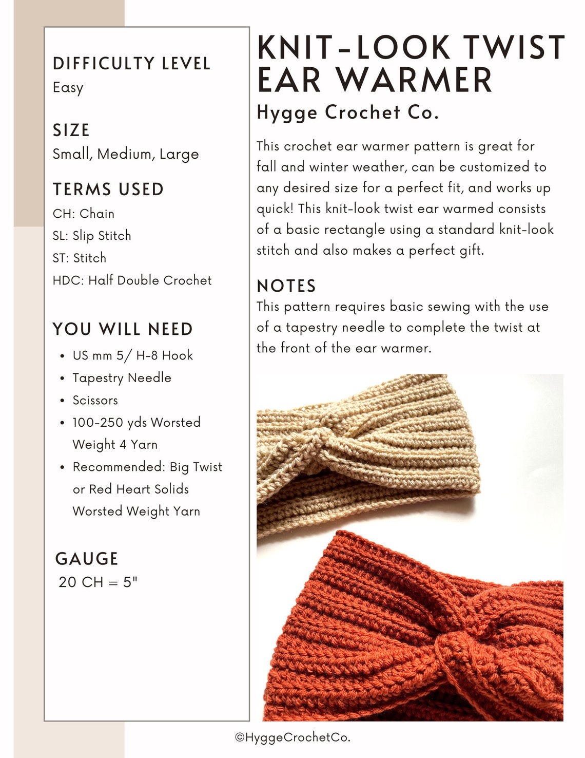 CROCHET PATTERN Easy Knit Look Twisted Earwarmer Crochet - Etsy