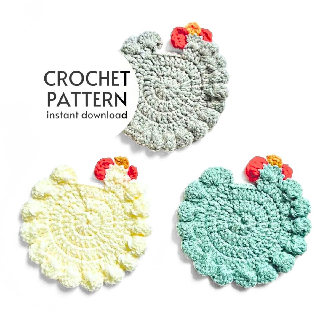 CROCHET PATTERN - Easy Chicken Coaster Crochet Pattern Rustic Farmhouse ...