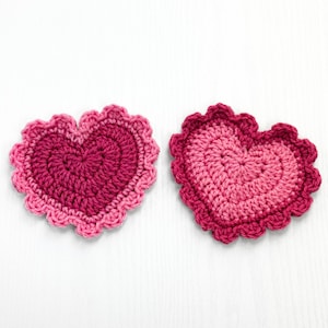 CROCHET PATTERN - Easy Heart Coaster Crochet Pattern Cute Valentine's ...