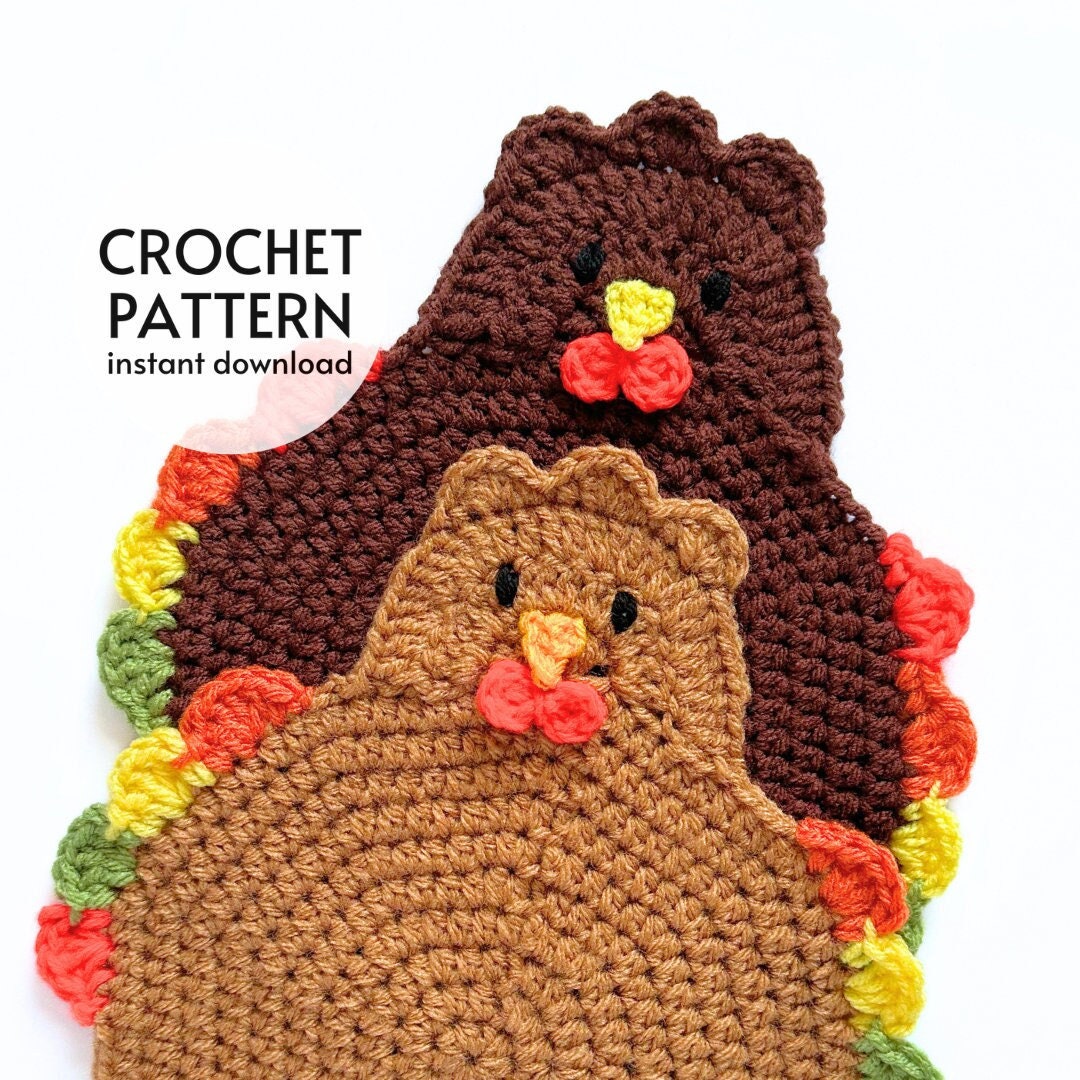 CROCHET PATTERN - Turkey Pot Holder Fall Crochet Pattern PDF ...