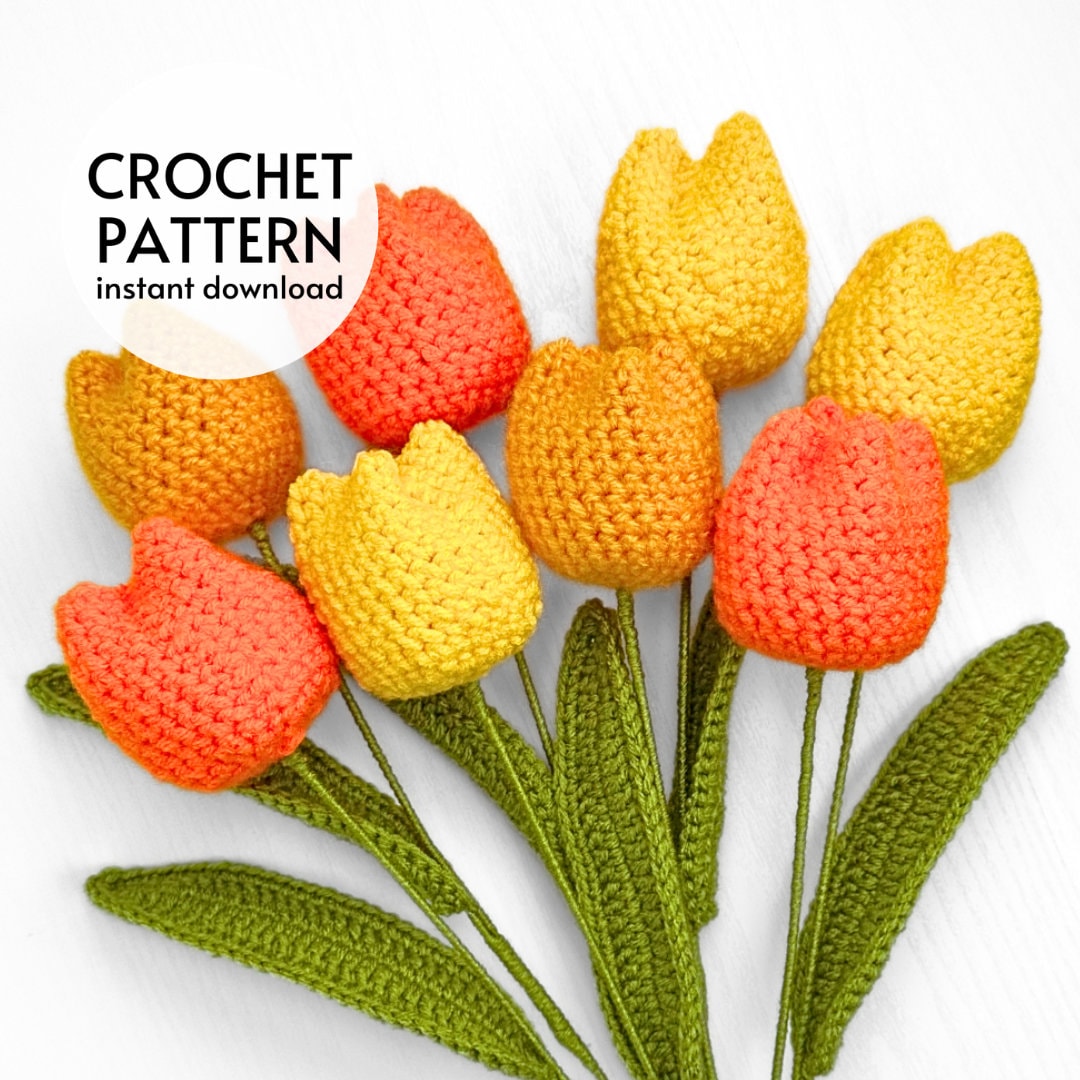 CROCHET PATTERN - Tulip Flower Crochet Pattern PDF Tulip Bouquet ...