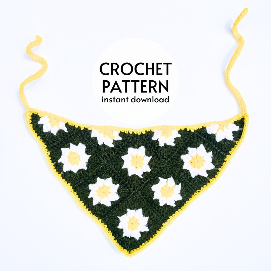 CROCHET PATTERN Daisy Flower Bandana Crochet Pattern Summer Hair Scarf ...