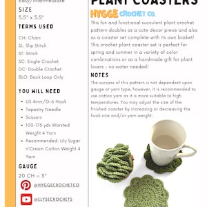 CROCHET PATTERN - Succulent Plant Pot Coaster Crochet Pattern Flower ...
