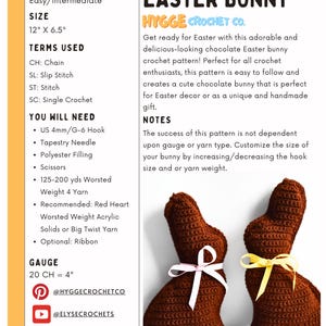 CROCHET PATTERN - Chocolate Easter Bunny Crochet Pattern Easy Easter Rabbit Beginner Friendly ...