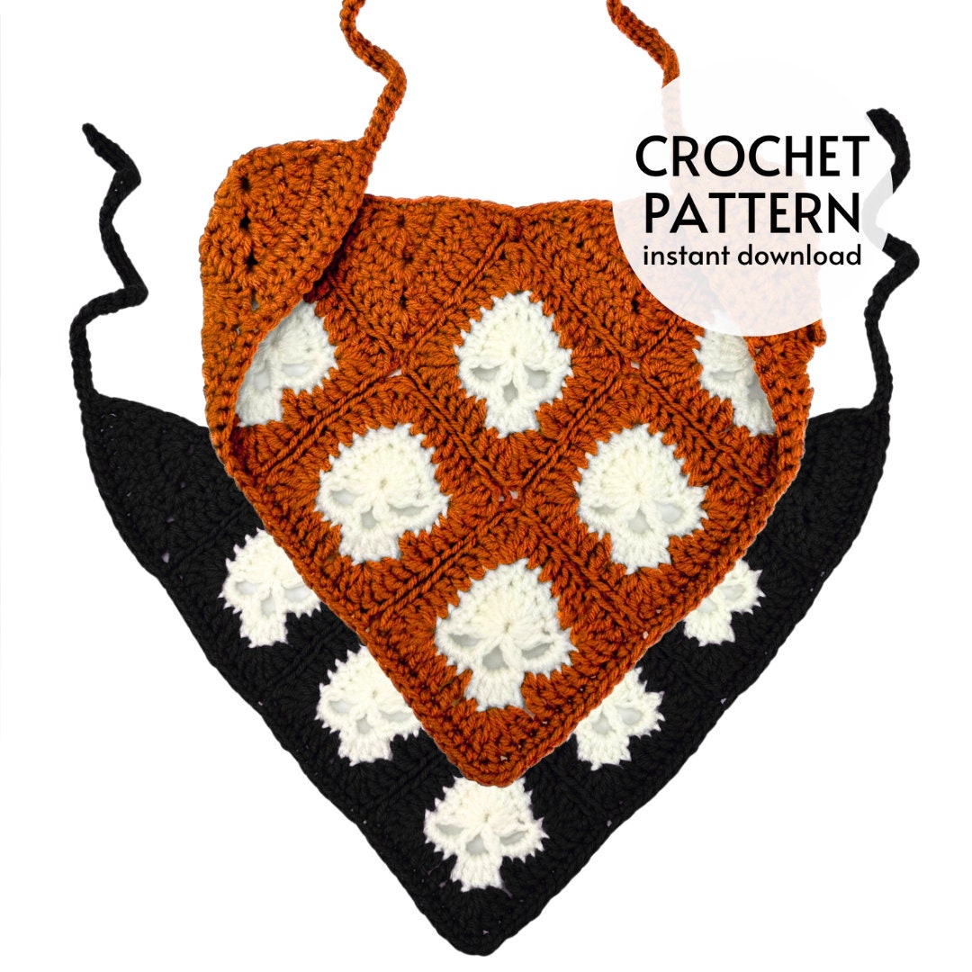 CROCHET PATTERN - Skull Granny Square Bandana Crochet Pattern Easy ...