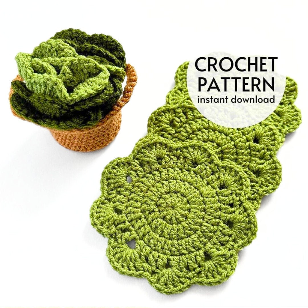 CROCHET PATTERN - Succulent Plant Pot Coaster Crochet Pattern Flower ...