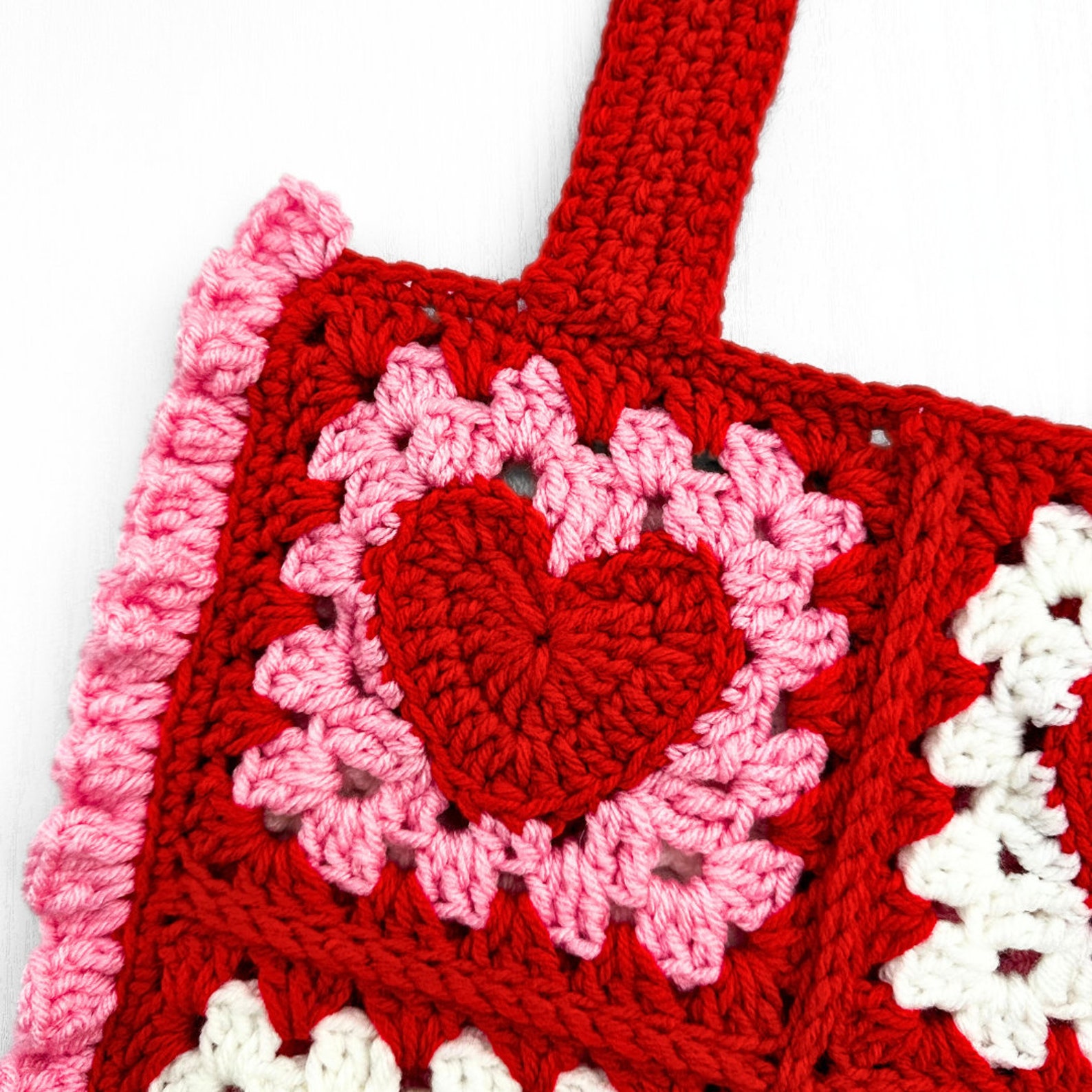 CROCHET PATTERN - Heart Granny Square Tote Bag Crochet Pattern Cute ...