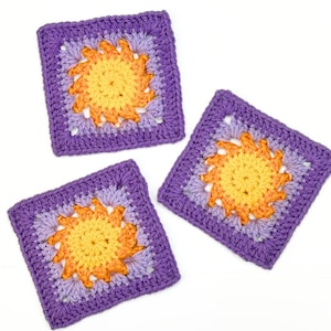 CROCHET PATTERN - Easy Sun Granny Square Pattern Tangled Sun Beginner ...