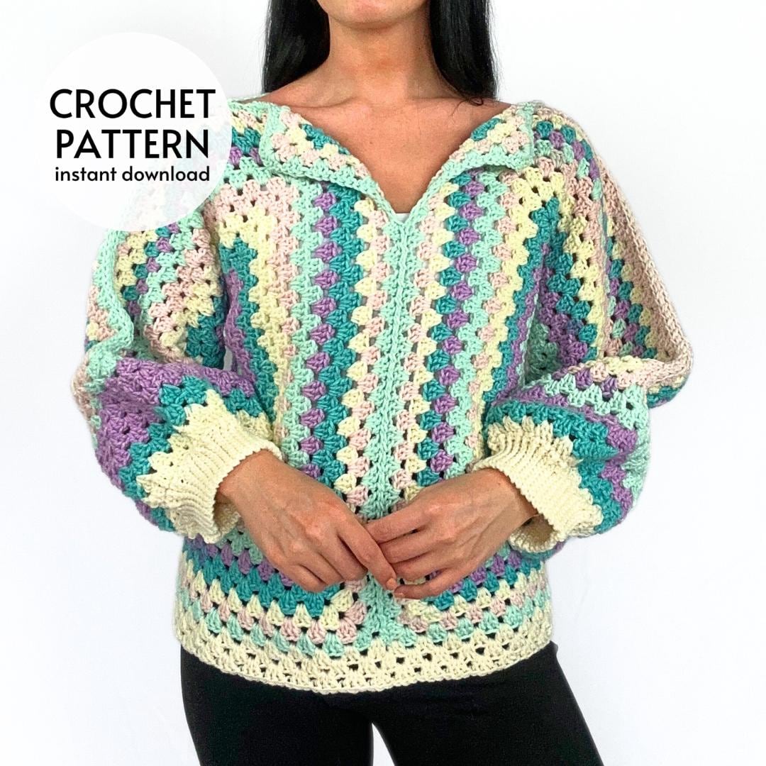 CROCHET PATTERN Easy Granny Hexagon Sweater Pattern Crochet Hexagon ...