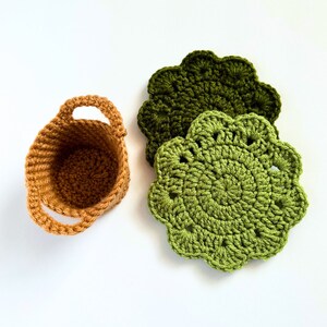 CROCHET PATTERN Succulent Plant Pot Coaster Crochet Pattern Flower Leaf ...