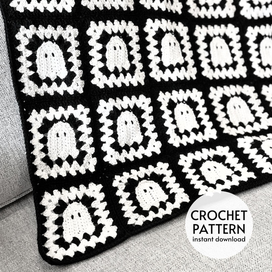 CROCHET PATTERN + Video - Ghost Granny Square Blanket Pattern Easy ...