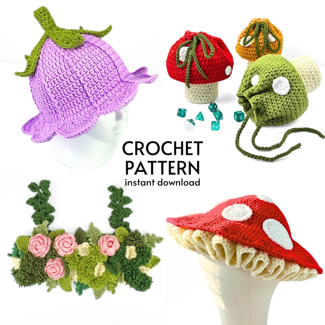 CROCHET PATTERN BUNDLE Cottagecore Patterns Fairy Crochet Flower Bucket ...