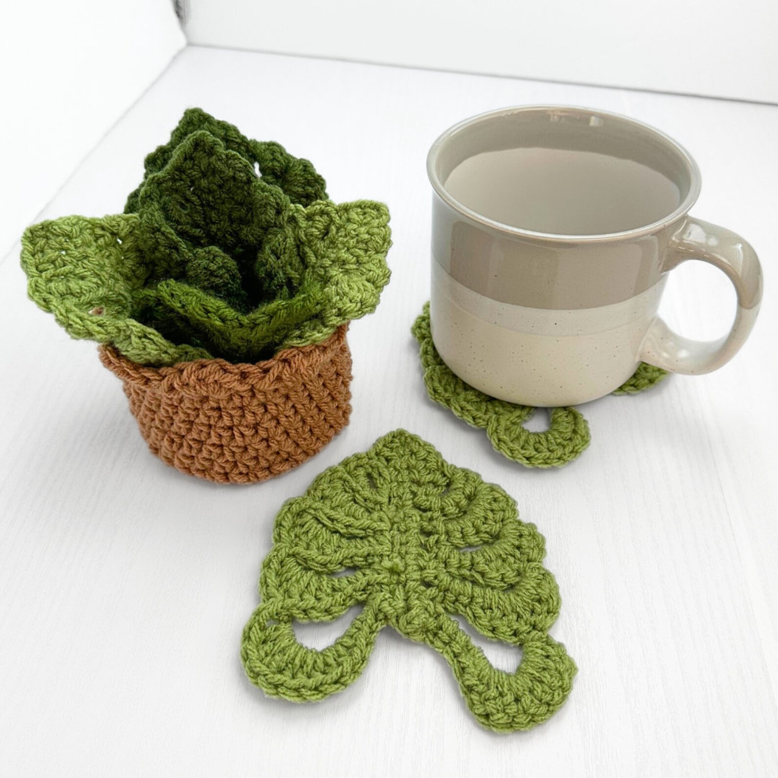 CROCHET PATTERN Monstera Leaf Coaster Set Crochet Pattern Plant ...
