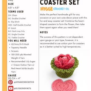CROCHET PATTERN - Rose Flower Coaster Set Crochet Pattern Flower ...