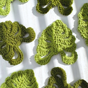 CROCHET PATTERN - Monstera Leaf Coaster Set Crochet Pattern Plant Coasters Instant Digital ...