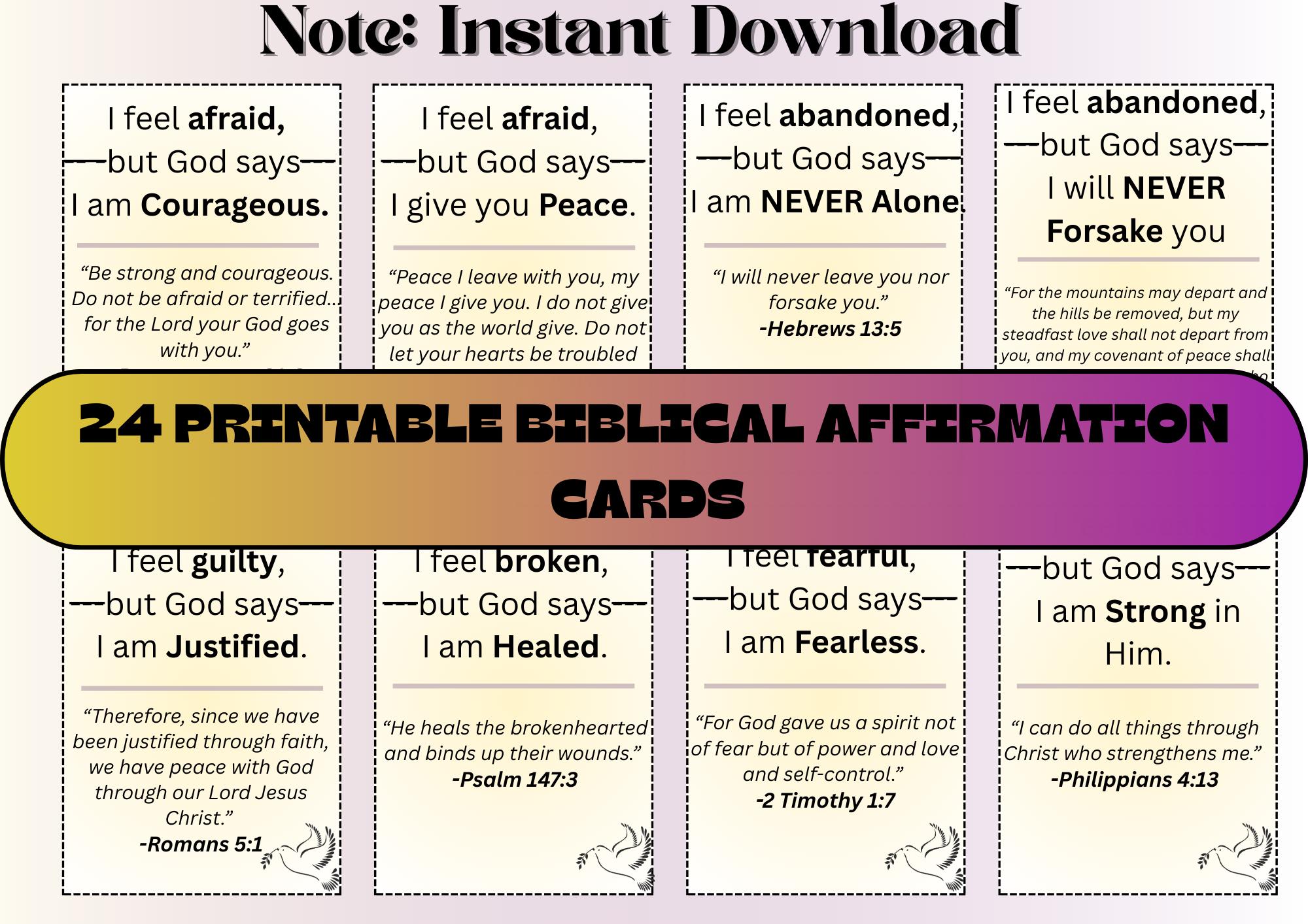 Biblical Affirmation Cards – Christian Scripture, Self-love (digital ...