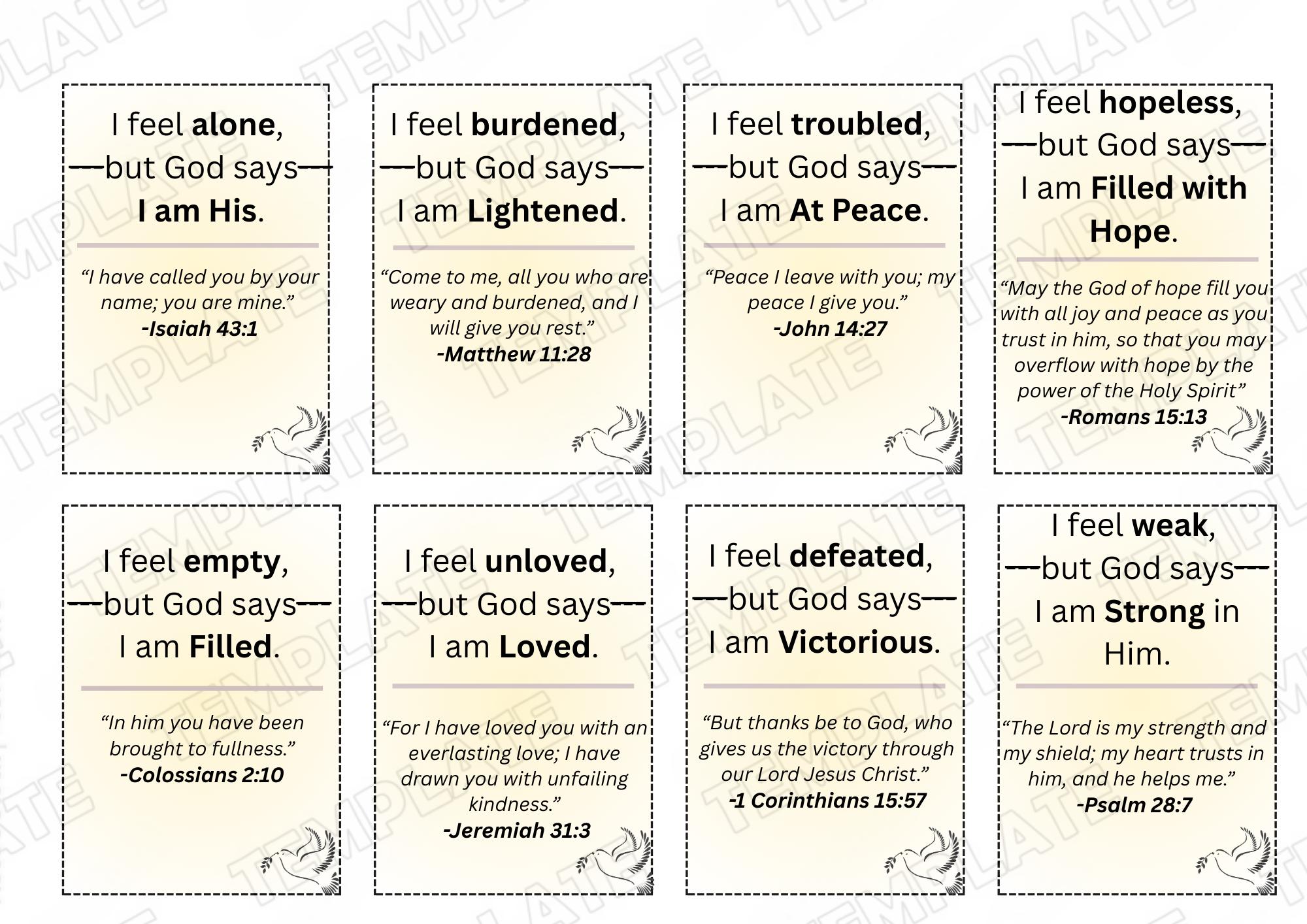 Biblical Affirmation Cards - Bible Verse Cards - Bible Scripture Cards ...