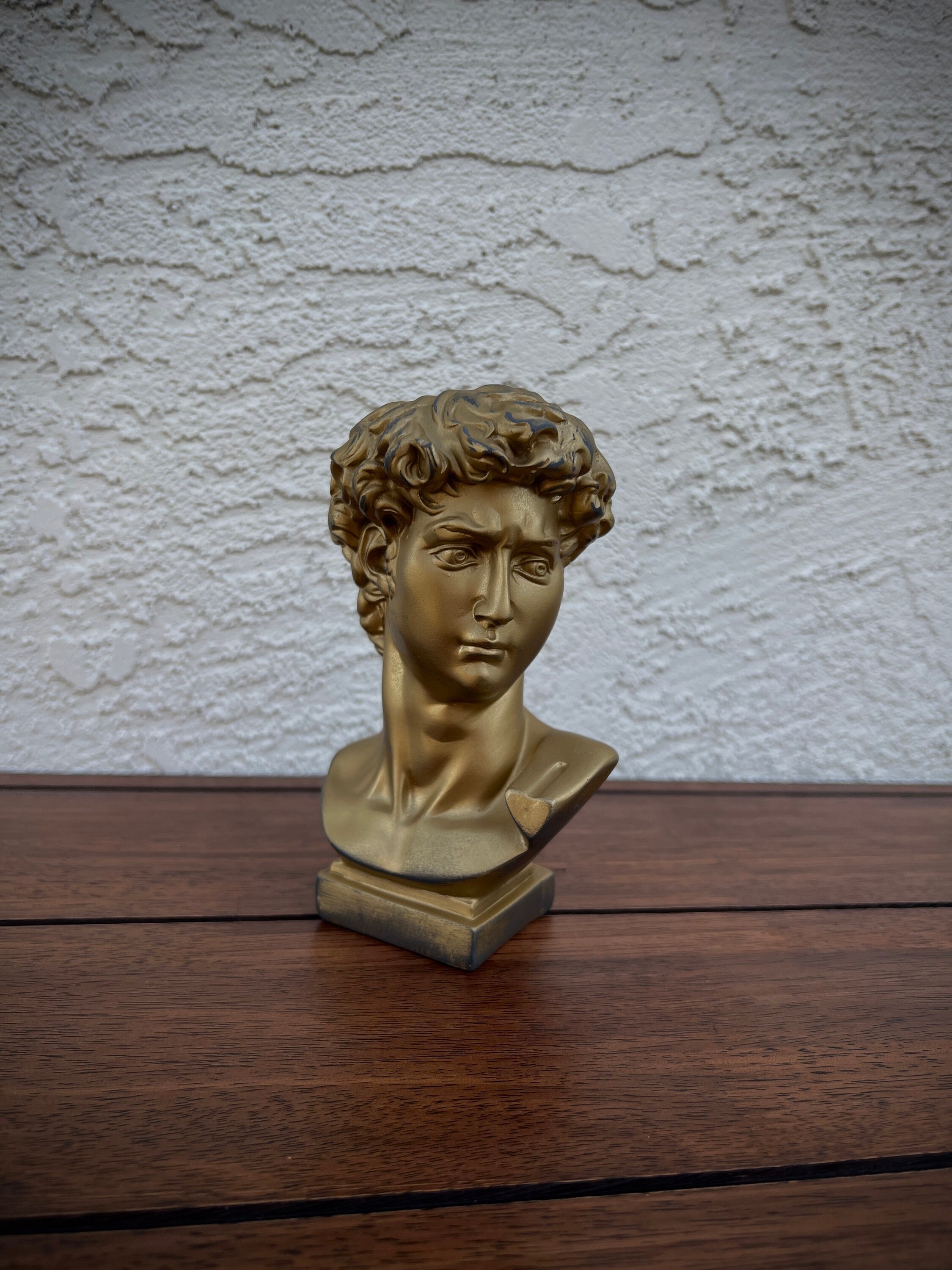 Marble Bust Head David Michelangelo Statue - Home Decor - Statue 6.5in ...