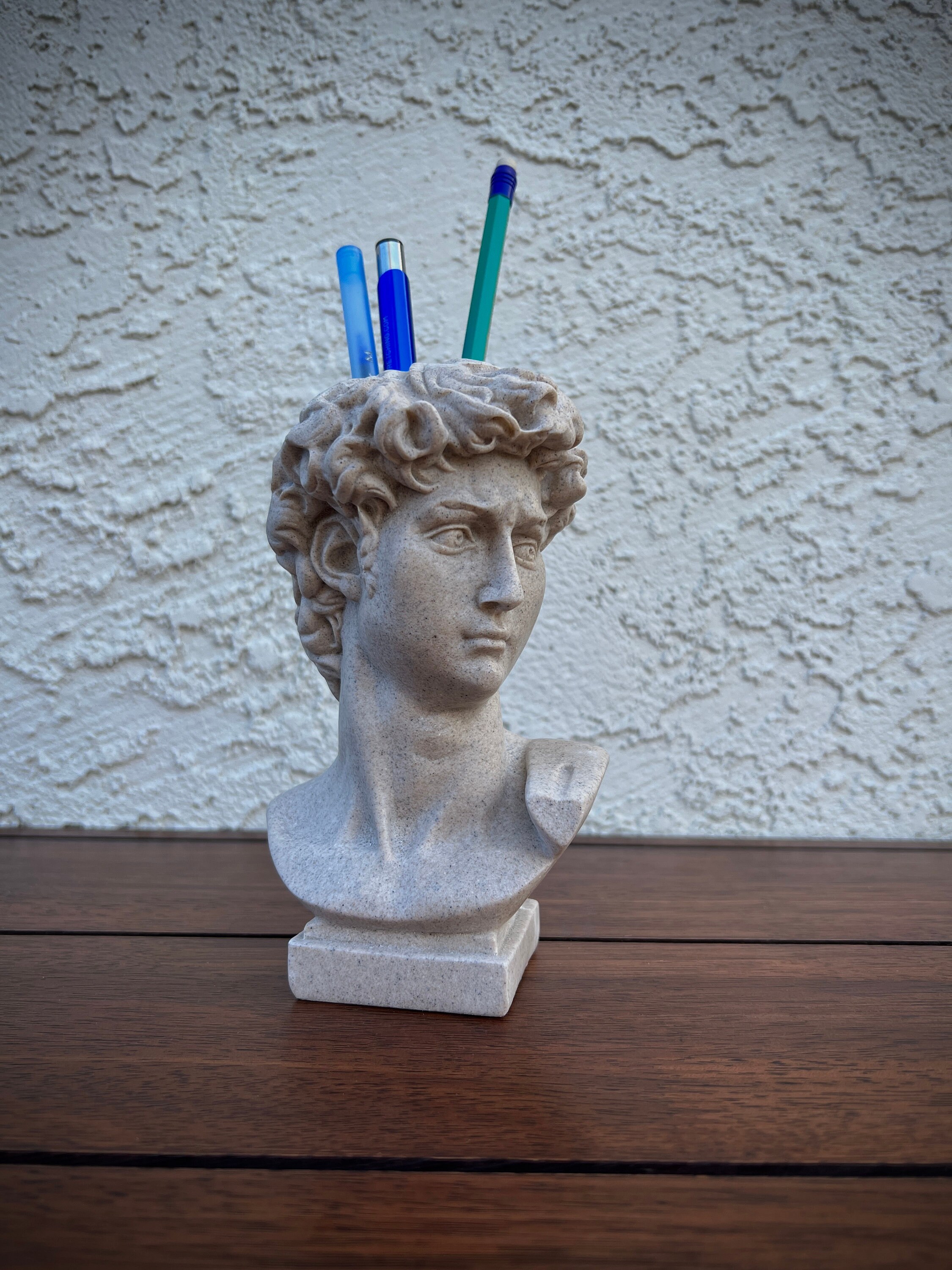 Marble Bust Head David Michelangelo Statue - Home Decor - Statue 6.5in ...
