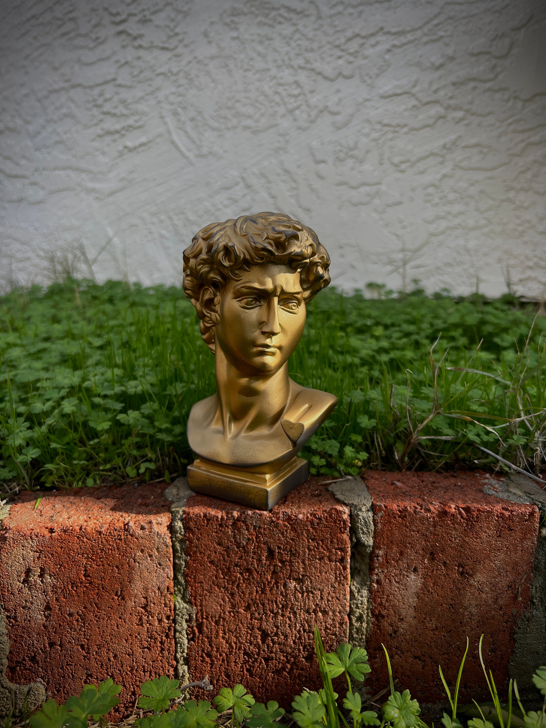 Marble Bust Head David Michelangelo Statue - Home Decor - Statue 6.5in ...