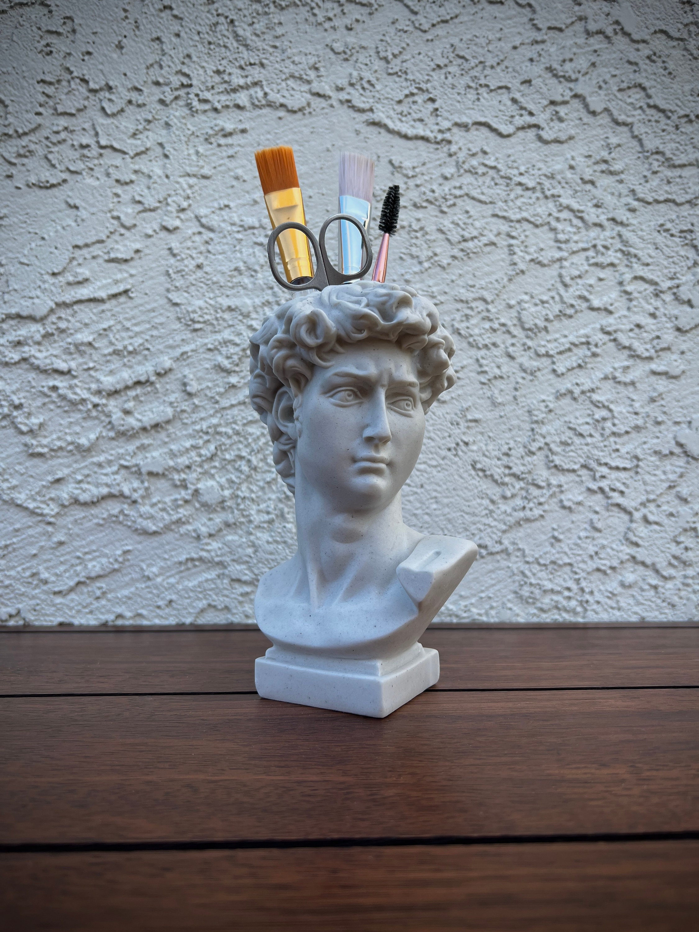 Marble Bust Head David Michelangelo Statue - Home Decor - Statue 6.5in ...