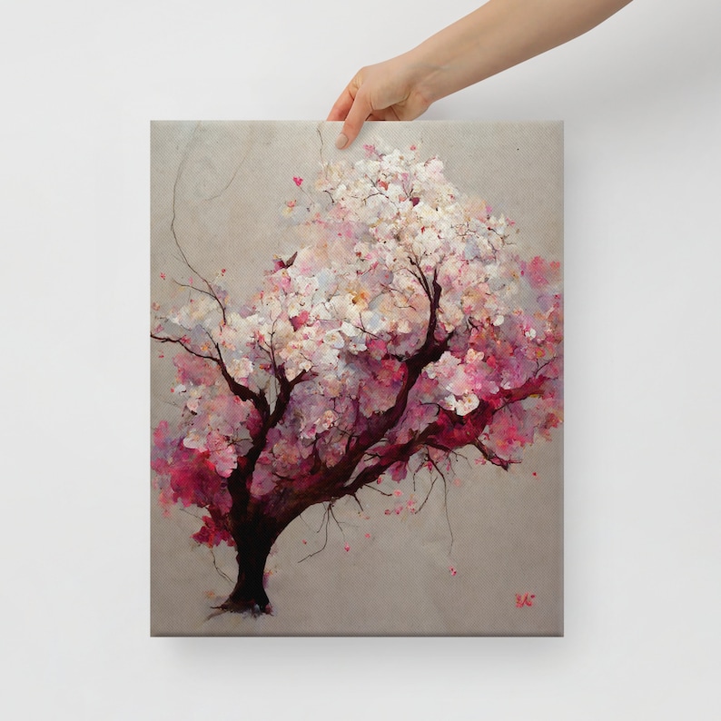 Dramatic Cherry Blossom Tree Canvas Japanese Inspired Art Beautiful ...