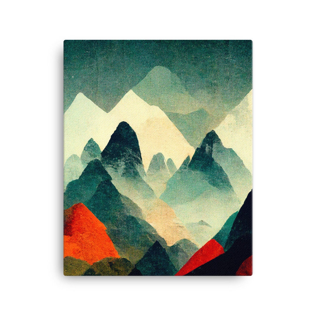Abstract Mountain Art Canvas, Mountain Landscape Painting - Etsy