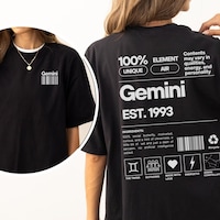 Gemini Shirt Gemini Gift Custom Zodiac Tshirt Personalized Horoscope ...