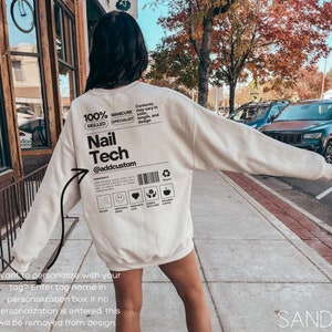 Custom Nail Tech Sweatshirt Nail Artist Gift Manicurist Crewneck ...