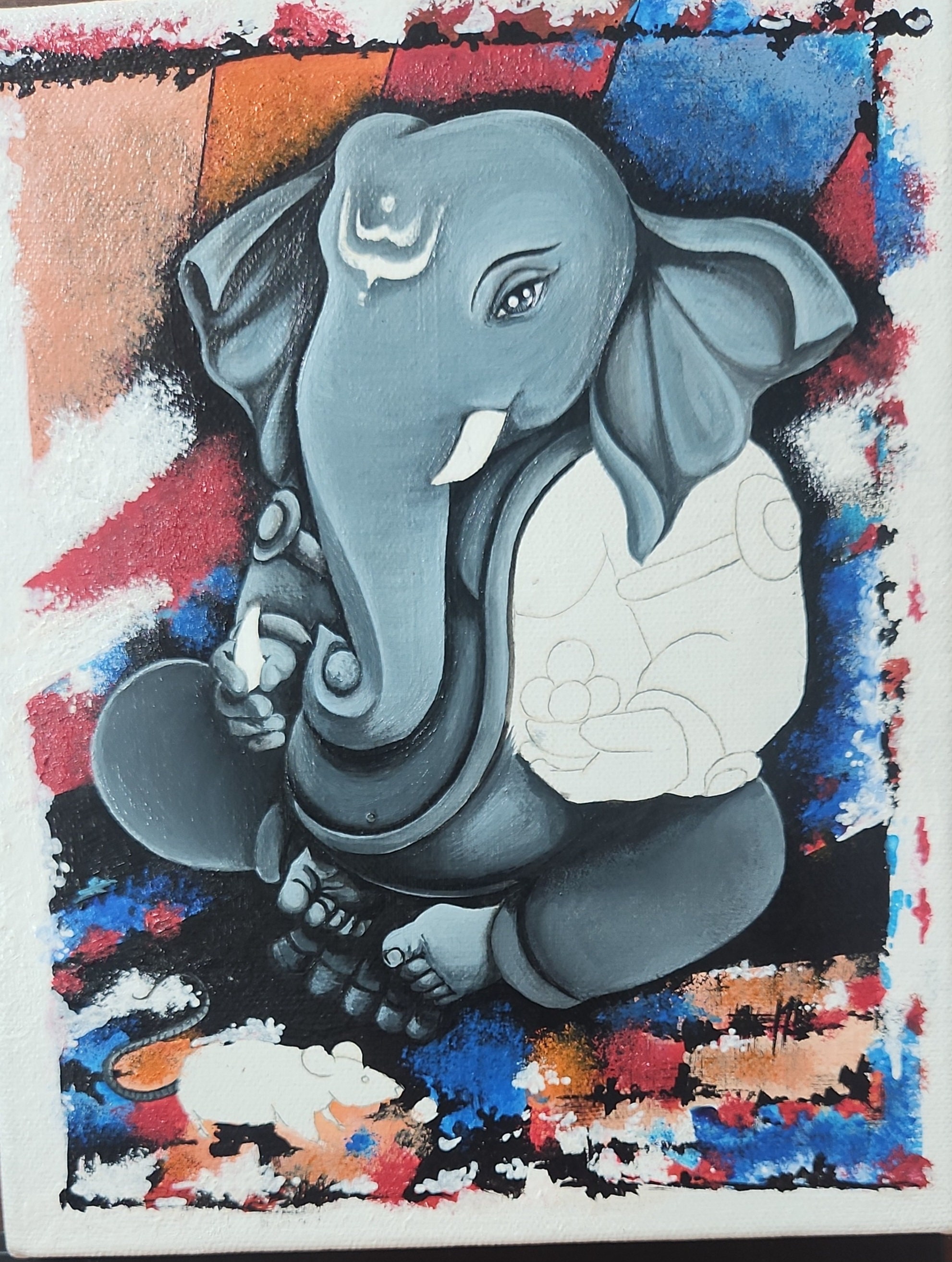 Lord Ganesha Wall Art Ganesha Acrylic Painting Canvas Hindu God Artwork ...