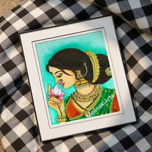 Marathi Lady With Lotus Painting: Traditional Indian Woman Acrylic Art ...