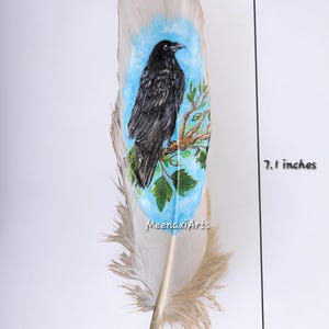 Hand Painted Raven Feather: Unique Bird Art Decor - Etsy