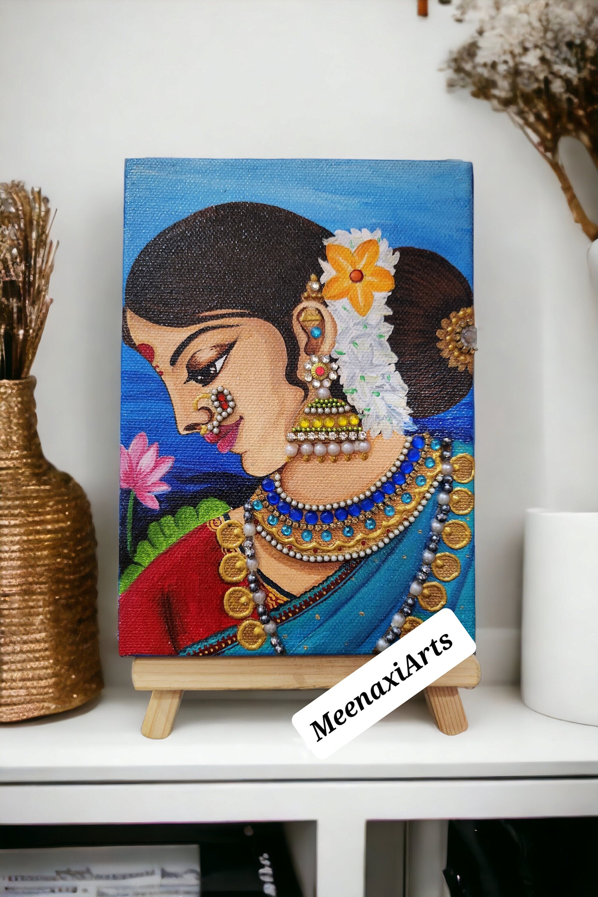 Marathi Lady Acrylic Painting Traditional Indian Art on Small - Etsy